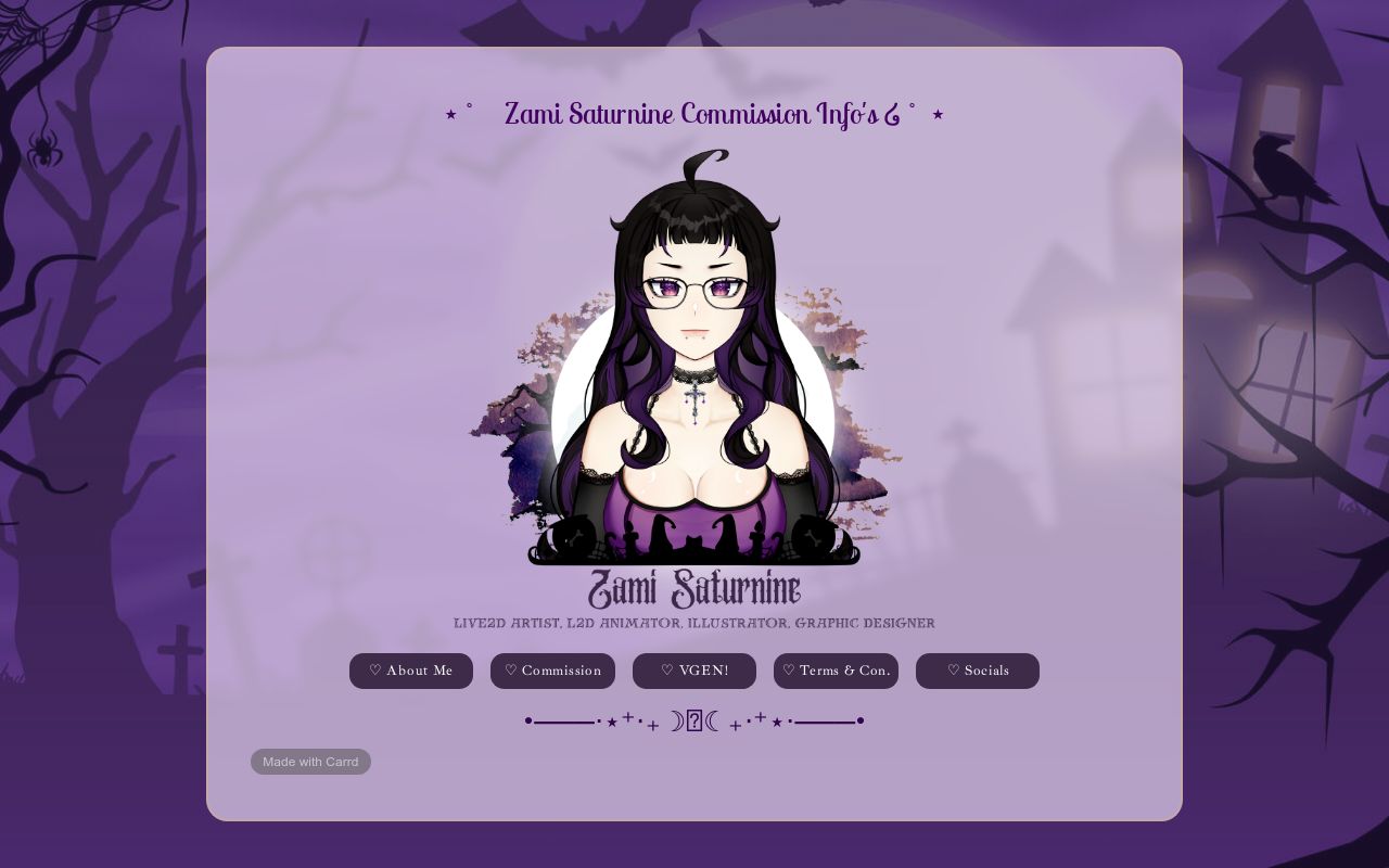 Zami Saturnine Commission Sheet (2025)